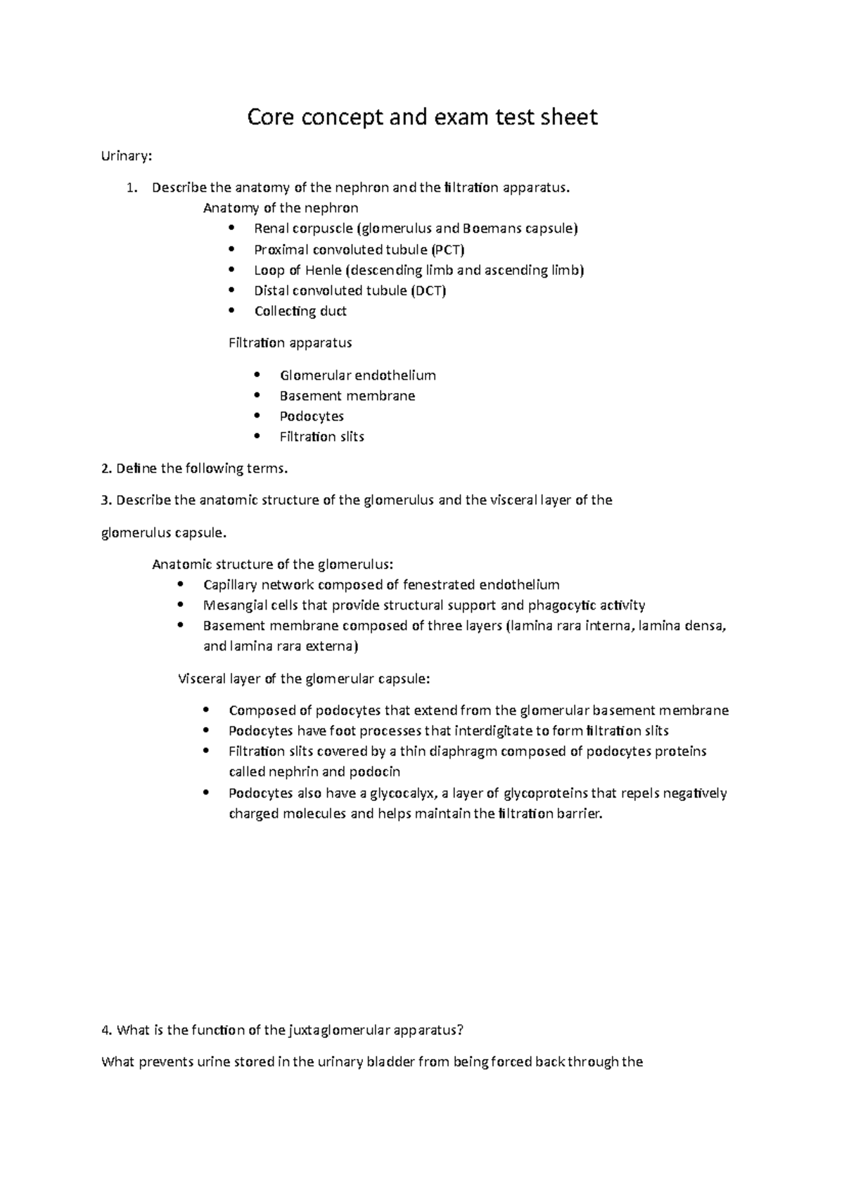 Core concept and exam test sheet - Core concept and exam test sheet ...