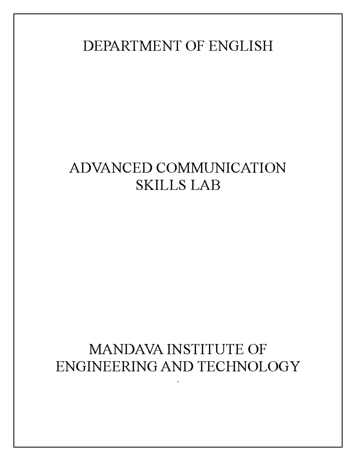 Comm lab record - DEPARTMENT OF ENGLISH ADVANCED COMMUNICATION SKILLS ...