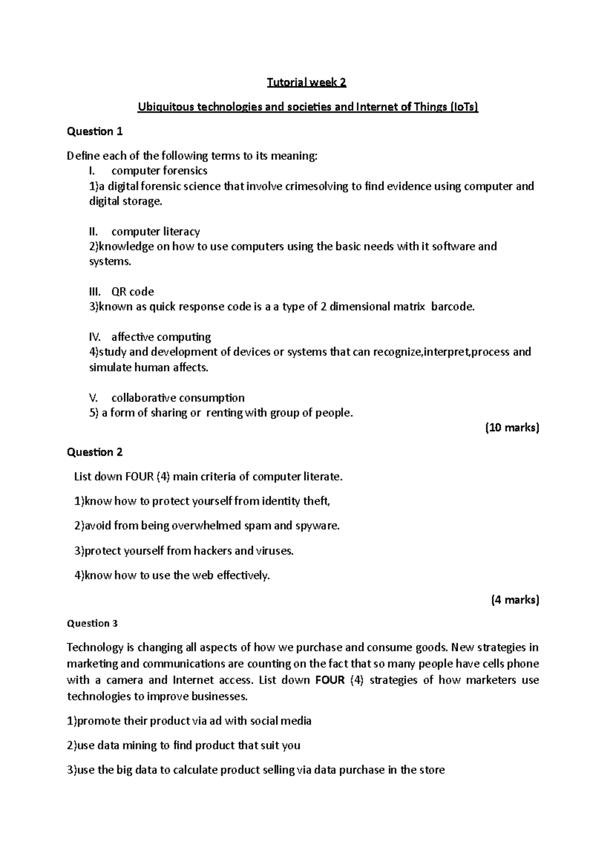 Fundamentals Of Multimedia Computing - Tutorial week 2 Ubiquitous ...