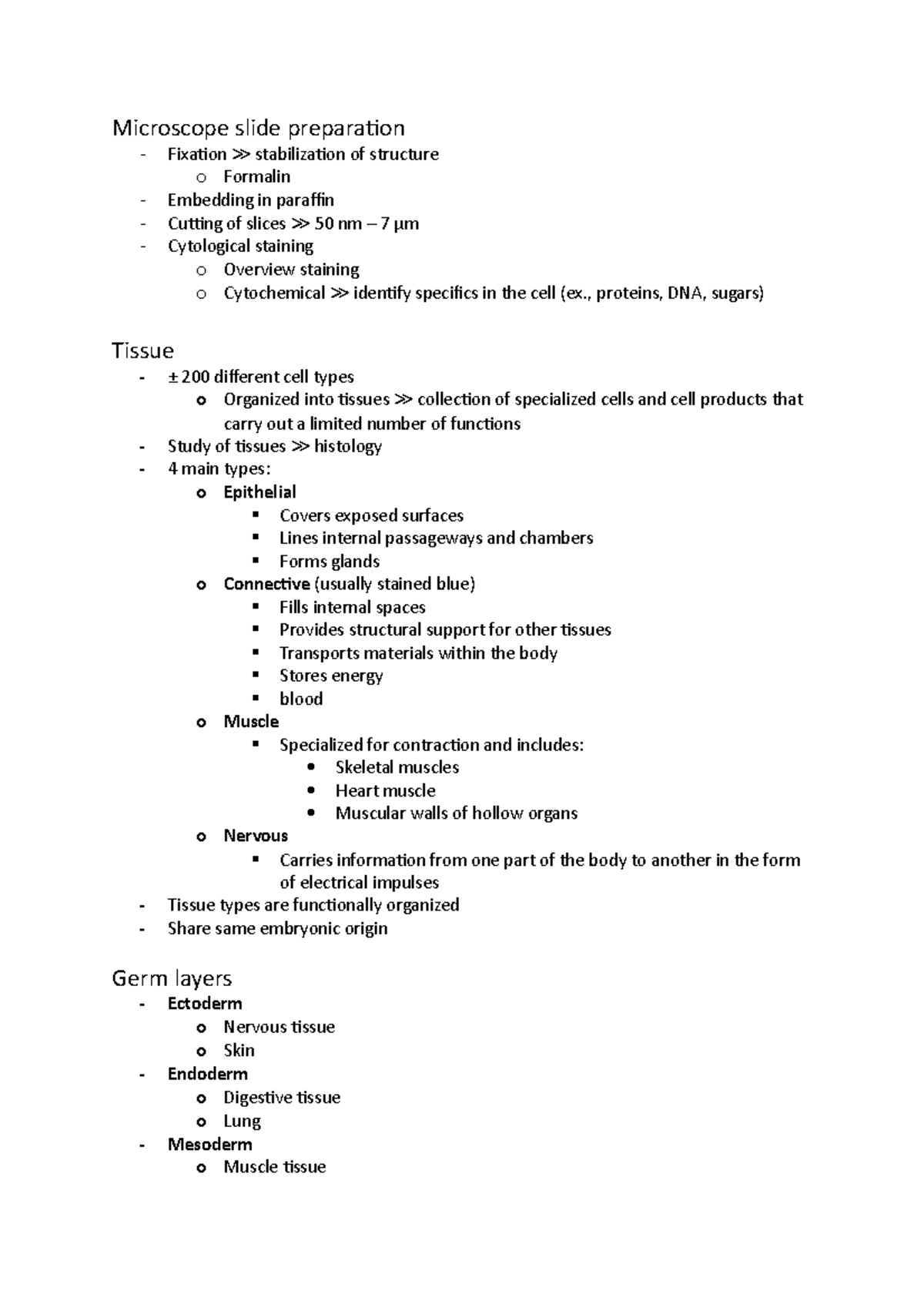 Histology - Microscope slide preparation Fixation ≫ stabilization of ...