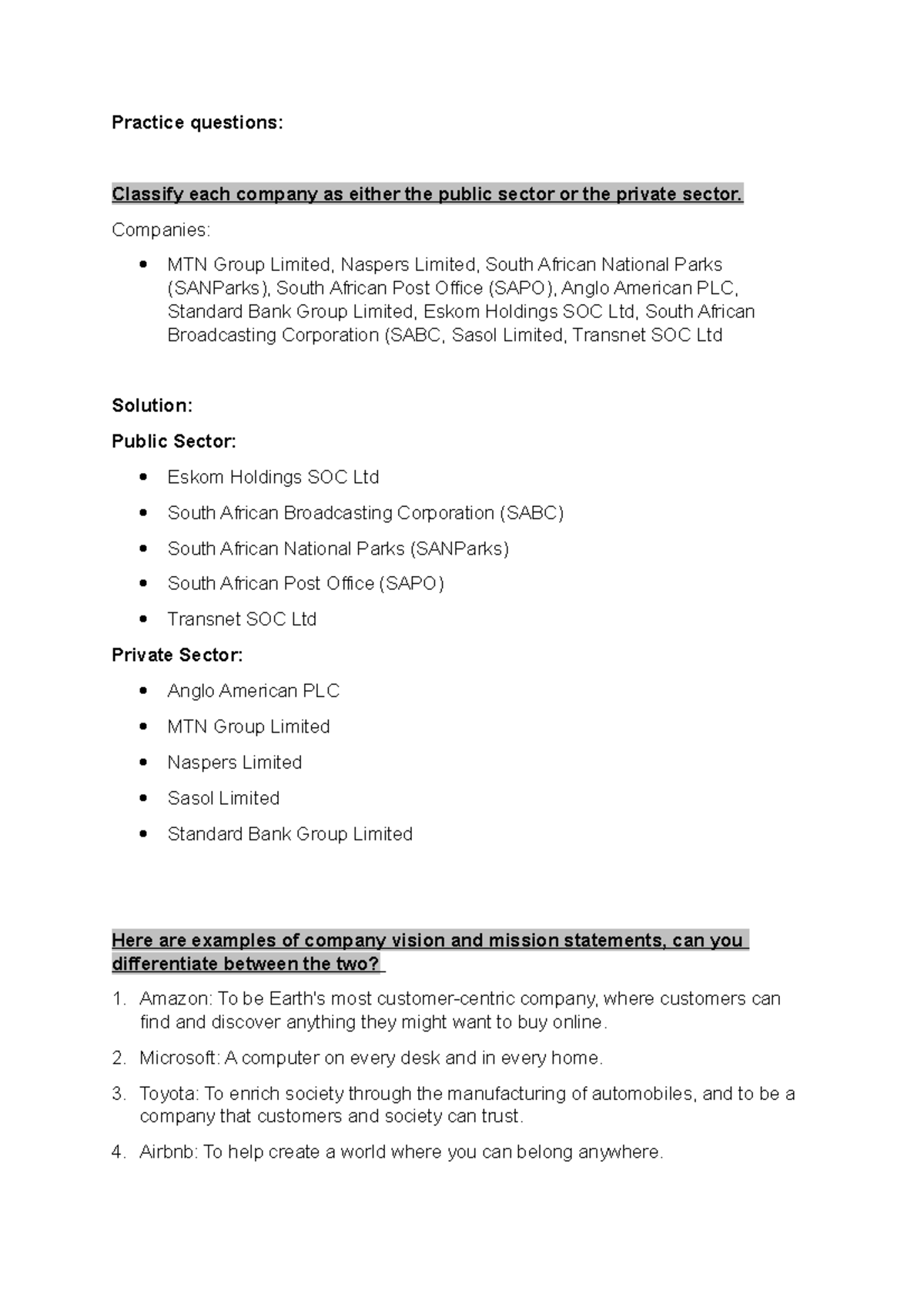 Enterprise+Practice+questions - Practice questions: Classify each ...