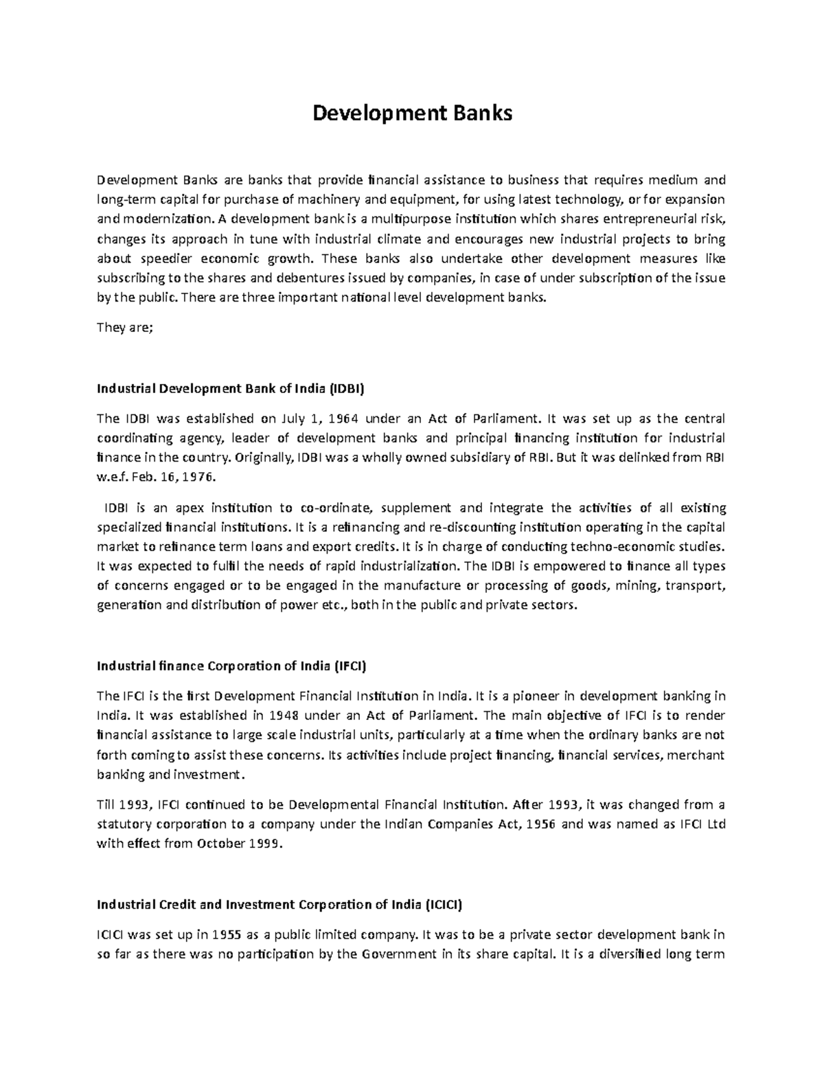 Developmental Banks - Development Banks Development Banks are banks ...