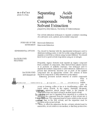 Summary - Organic Chemistry Lab Extraction Lecture on Extraction ...