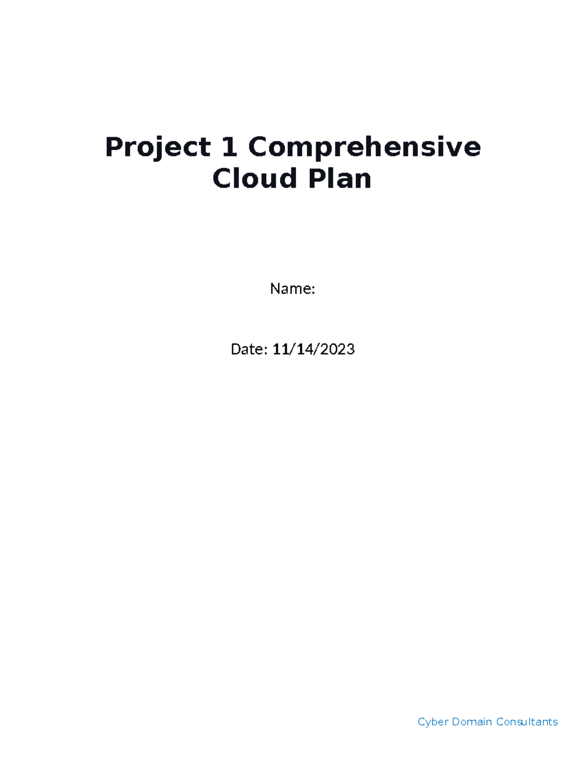 Project 1 - Comprehensive Cloud Plan Sa - Project 1 Comprehensive Cloud ...