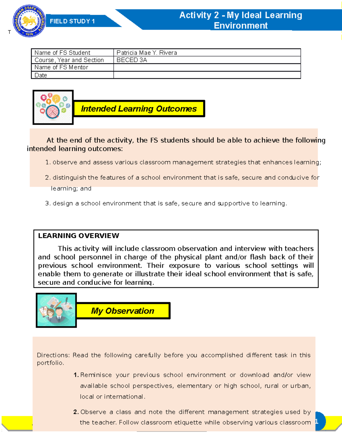 FS1-Activity-2 - Portfolio - ####### FIELD STUDY 1 E- PORTFOLIO FOR ...