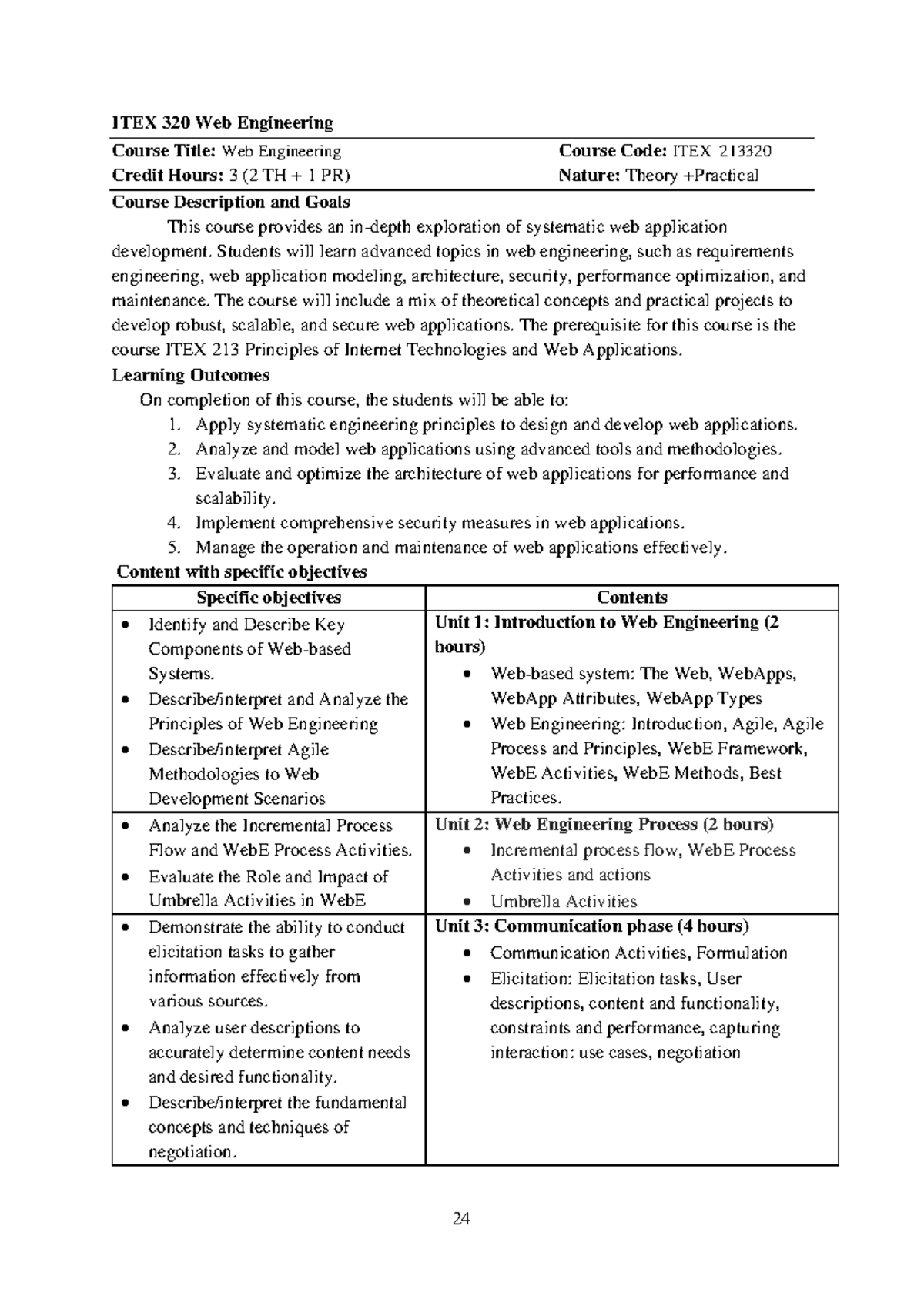 Web Engineering - ..................... - ITEX 320 Web Engineering ...