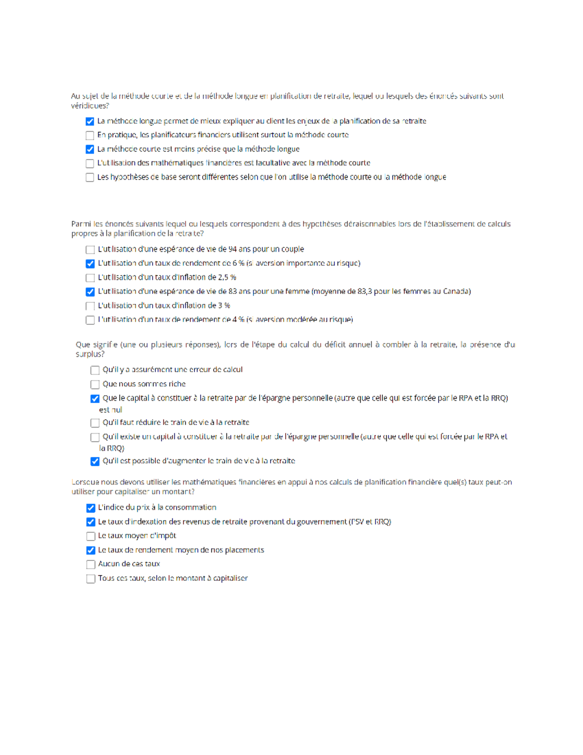 Questionnaire préalable cours 2 - Au sujet de la méthode courte et de ...