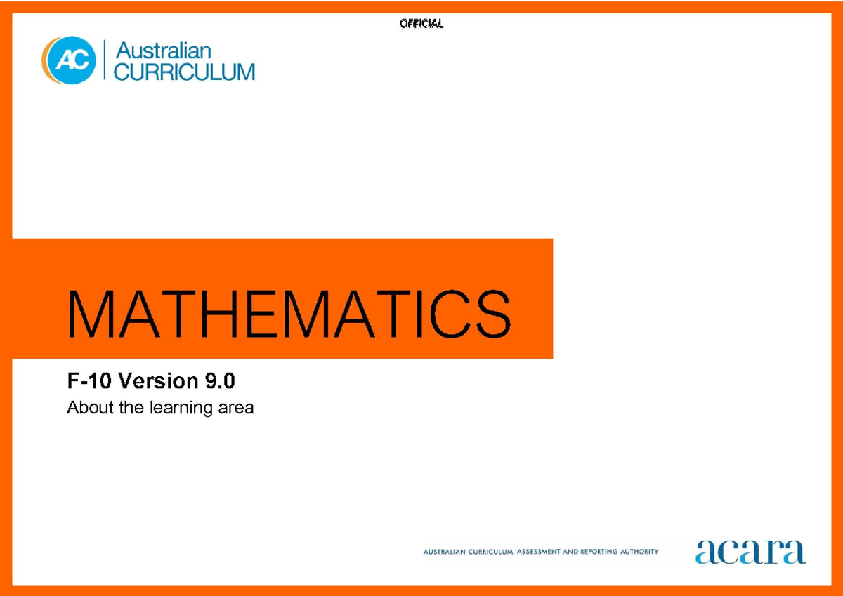 Mathematics about the learning area v9 - OFFICIAL © ACARA Copyright and ...