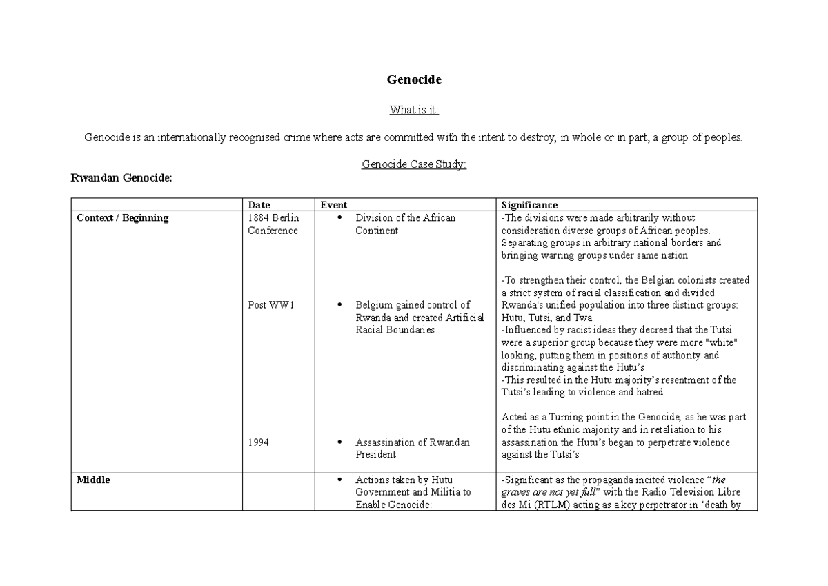 EOC Moden Notes - Genocide What is it: Genocide is an internationally ...