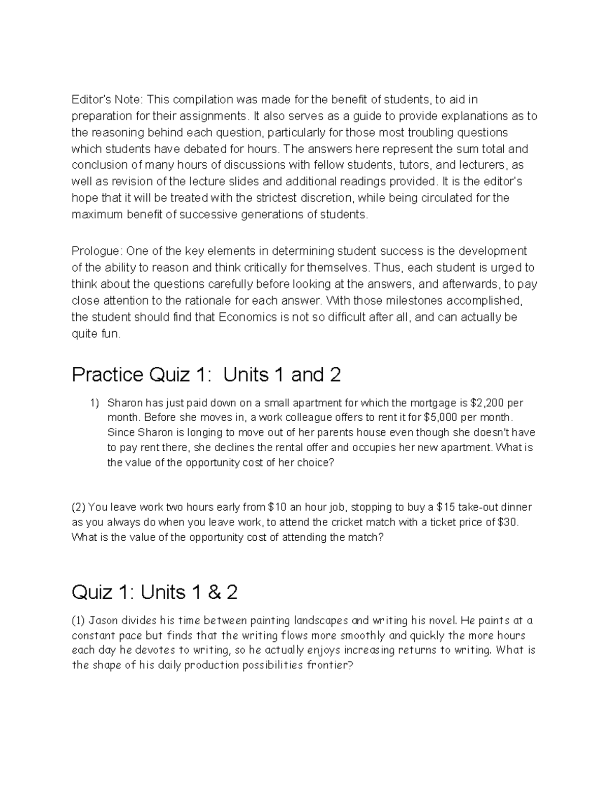 Copy of Question Bank Units 1-10 - Editor’s Note: This compilation was ...