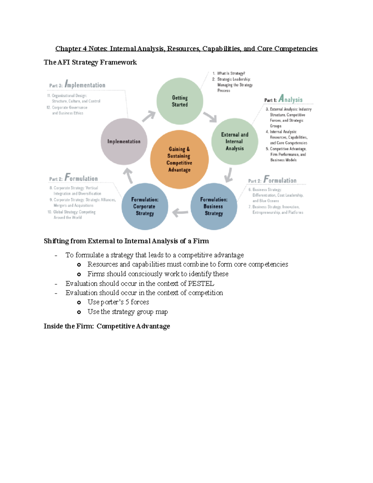 2021 – BGEN 499 Capstone - Chapter 4 Notes - Chapter 4 Notes: Internal ...