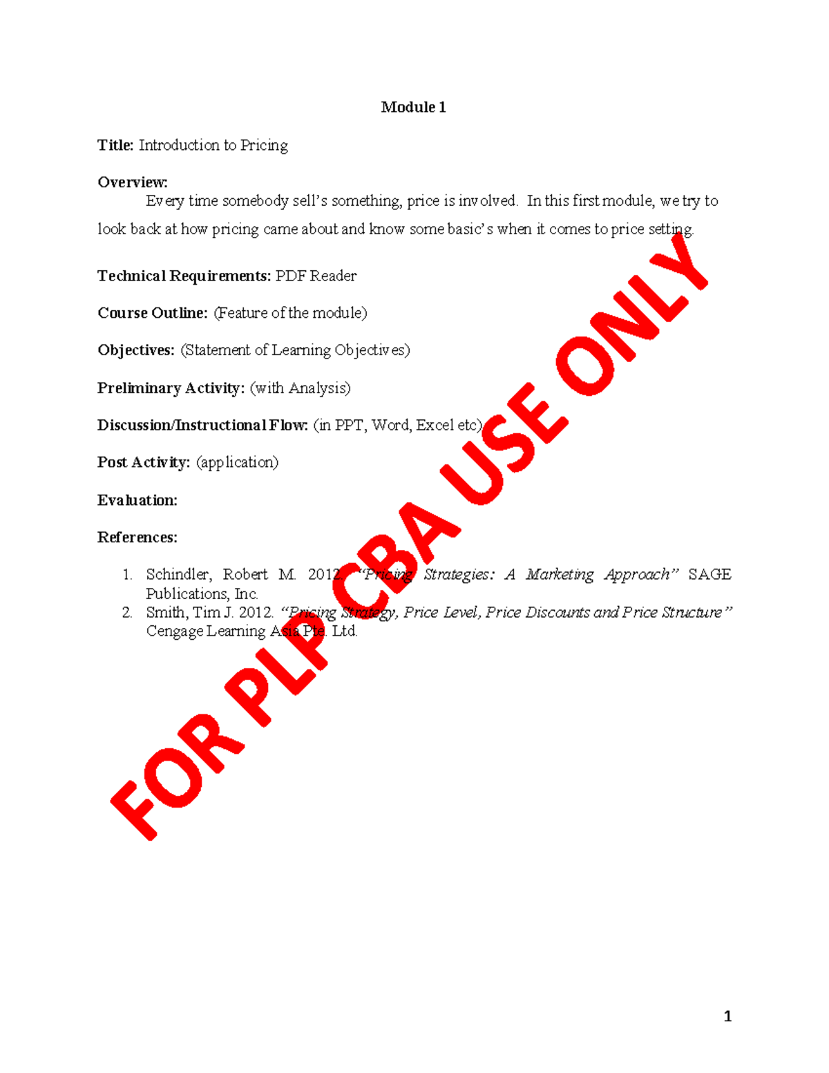 Module 1 introduction to pricing - accountancy - PLT College - Studocu