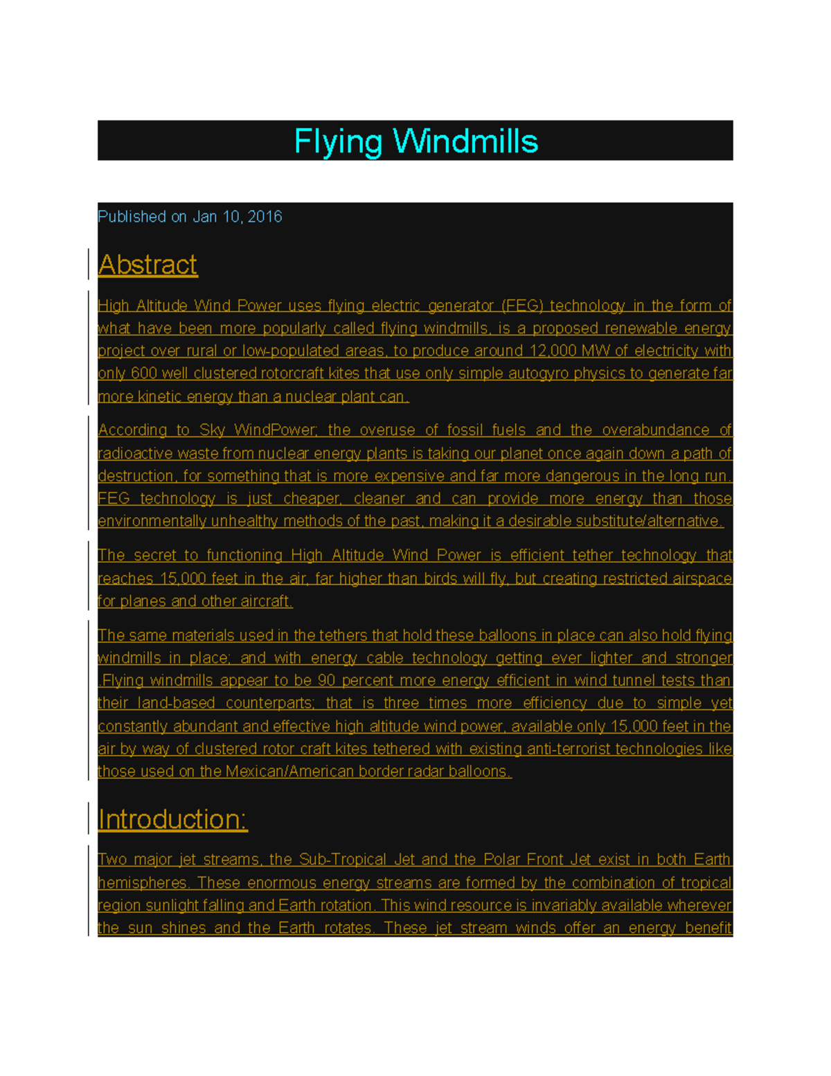 325123051 Flying Windmills docx - Flying Windmills Published on Jan 10 ...