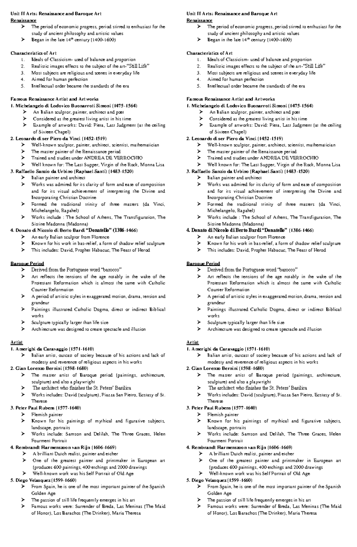 2nd-quarter-Arts9 - bhfysjsr - Unit II Arts: Renaissance and Baroque ...