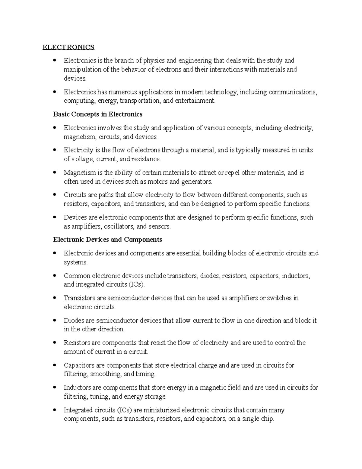 Electronics Notes 1 - analysis of electronic circuits, with emphasis on ...