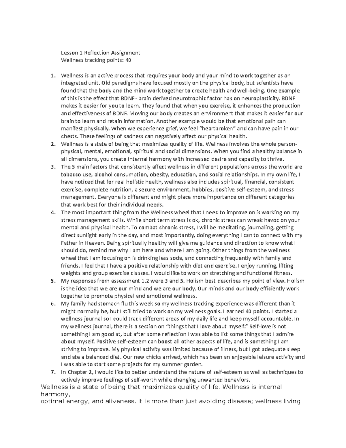 Lesson 1 Reflection Assignment - Lesson 1 Reflection Assignment ...