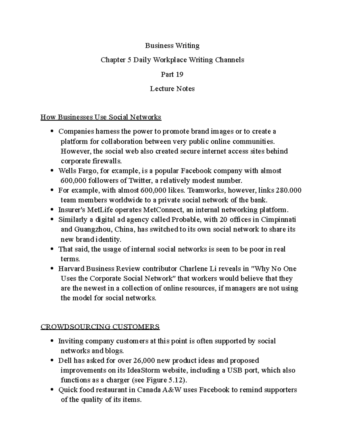 Business Writing Lecture Notes Ch 5 Part 19 - Business Writing Chapter ...