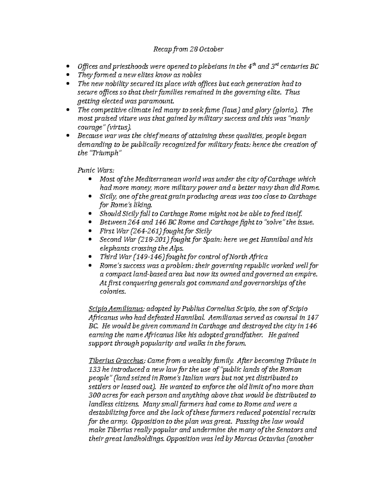 Punic Wars Summary - Apart of a general review of Roman History - Recap ...