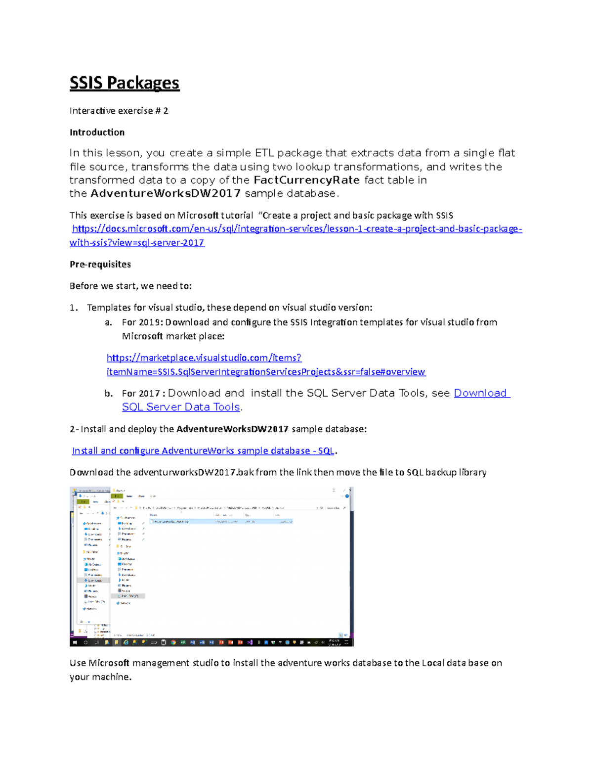 Interactive #2 SSIS - Lab 1 exercise - SSIS Packages Interactive ...