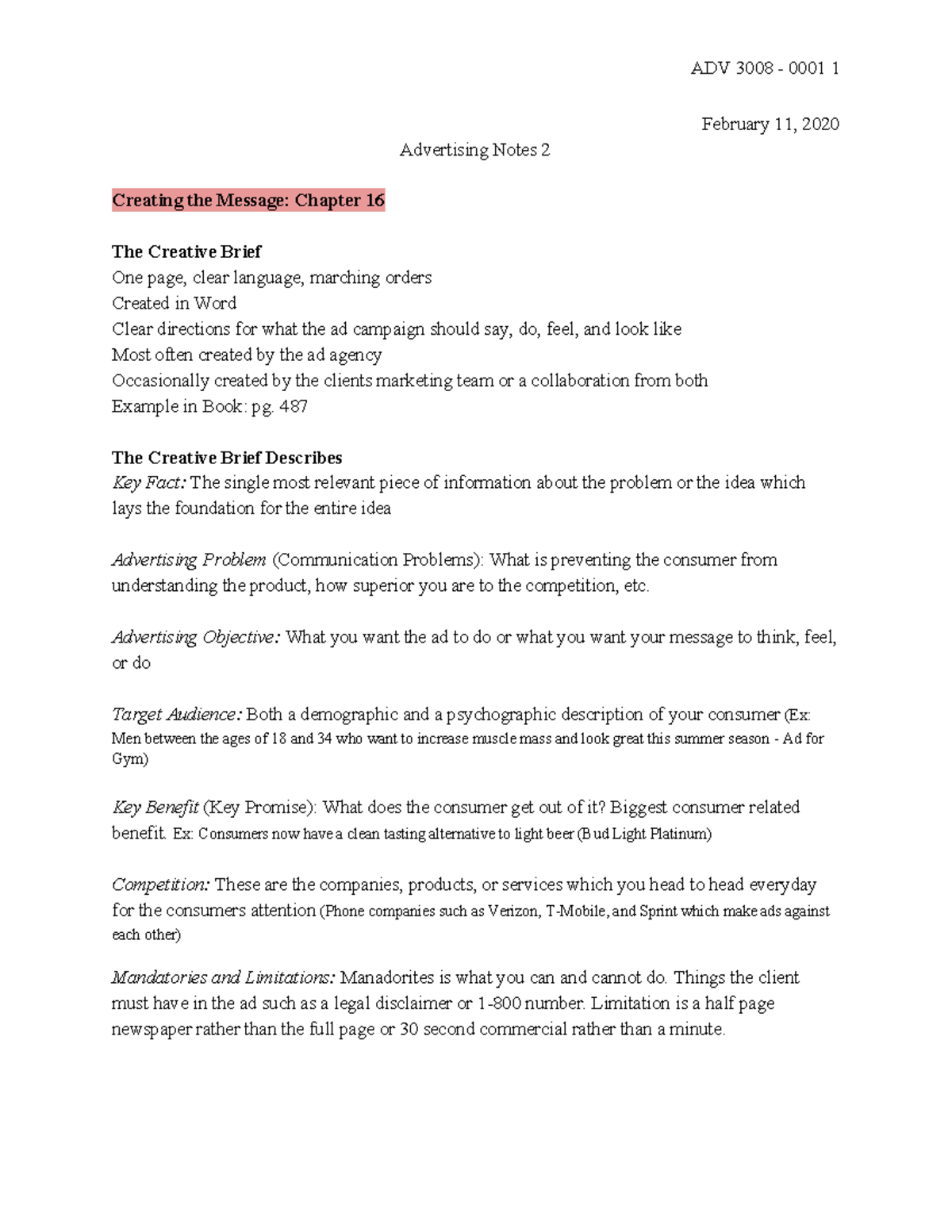 Advertising Notes 2 - Class 2 - February 11, 2020 Advertising Notes 2 ...