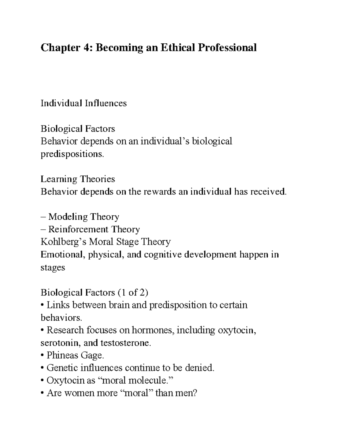 Chapter 4- Becoming an Ethical Professional - Chapter 4: Becoming an ...