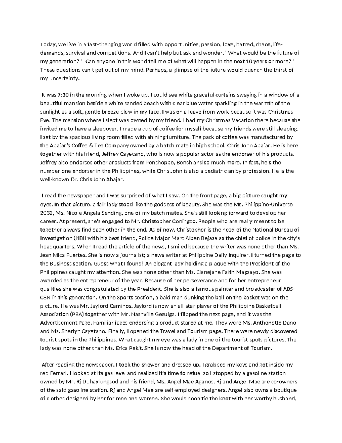 Class prophecy - Today, we live in a fast-changing world filled with ...