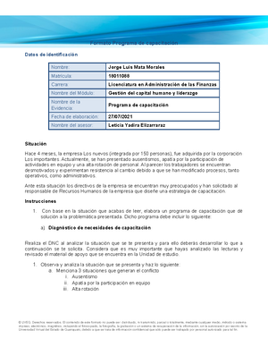 EXAM Capacitacion DEL Personal - Pregunta 1 Correcta Puntúa 2 sobre 2 Texto de la pregunta ...