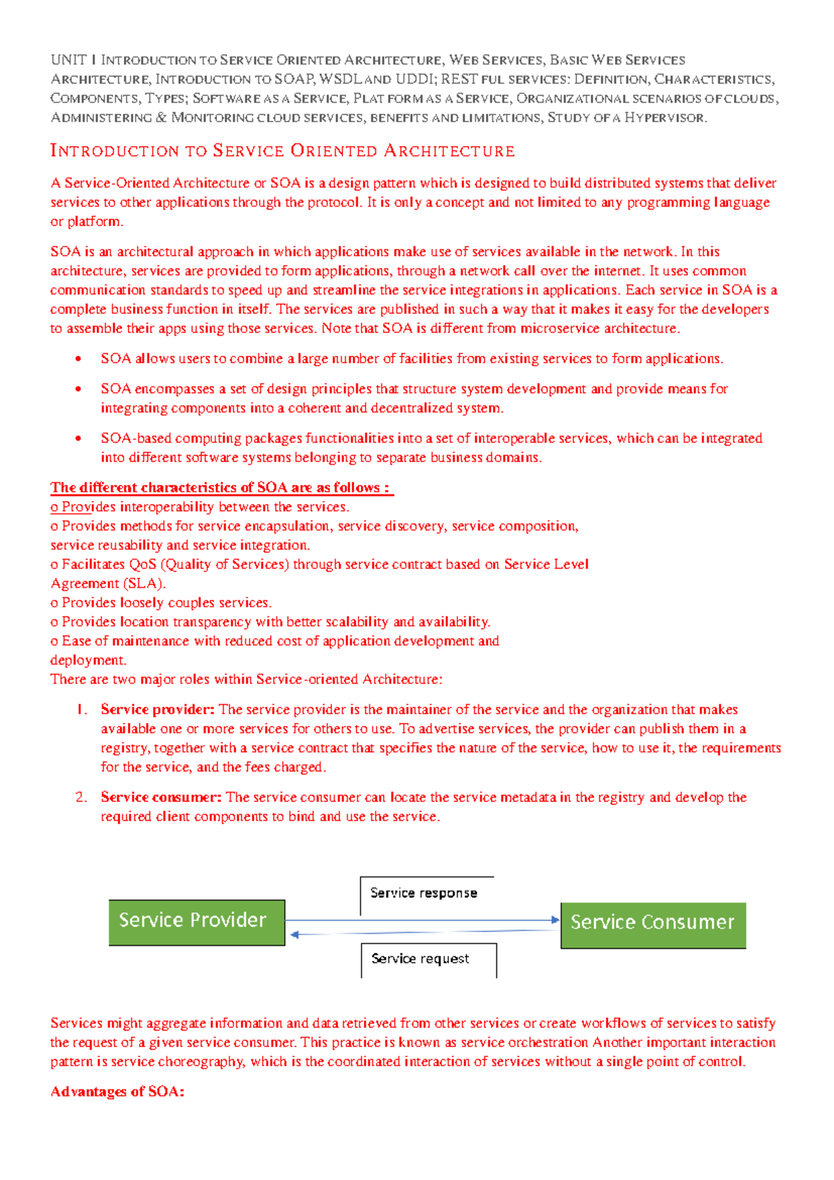 Cloud Computing - UNIT 1 INTRODUCTION TO SERVICE ORIENTED ARCHITECTURE, WEB SERVICES, BASIC WEB ...