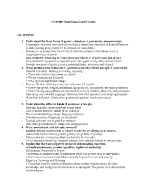 COM 215 Exam I Review Guide - COM 215 Small Group Communication Exam I ...