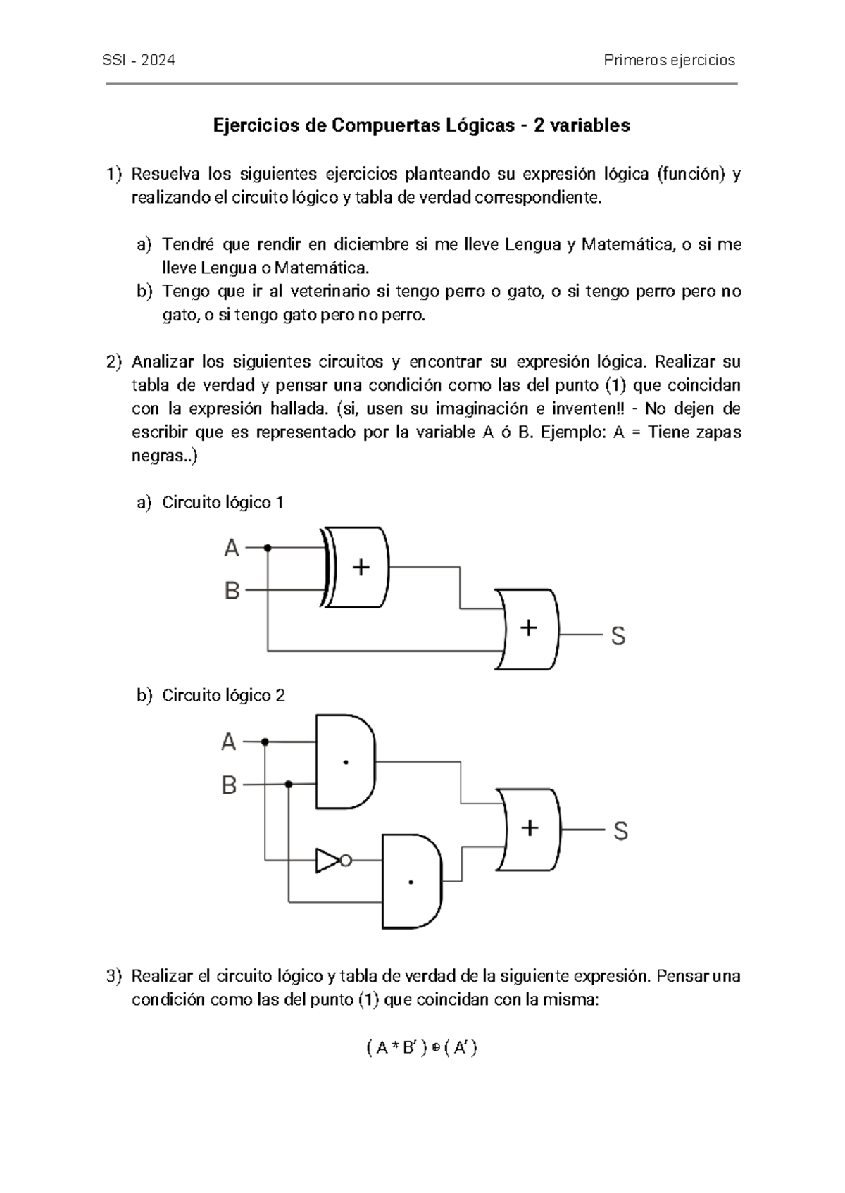01 - Ejercitamen - Ejercicios de Compuertas Lógicas - 2 variables 1 ...
