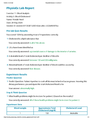 Physio Ex Exercise 6 Activity 1 - PhysioEx Lab Report Exercise 6 ...