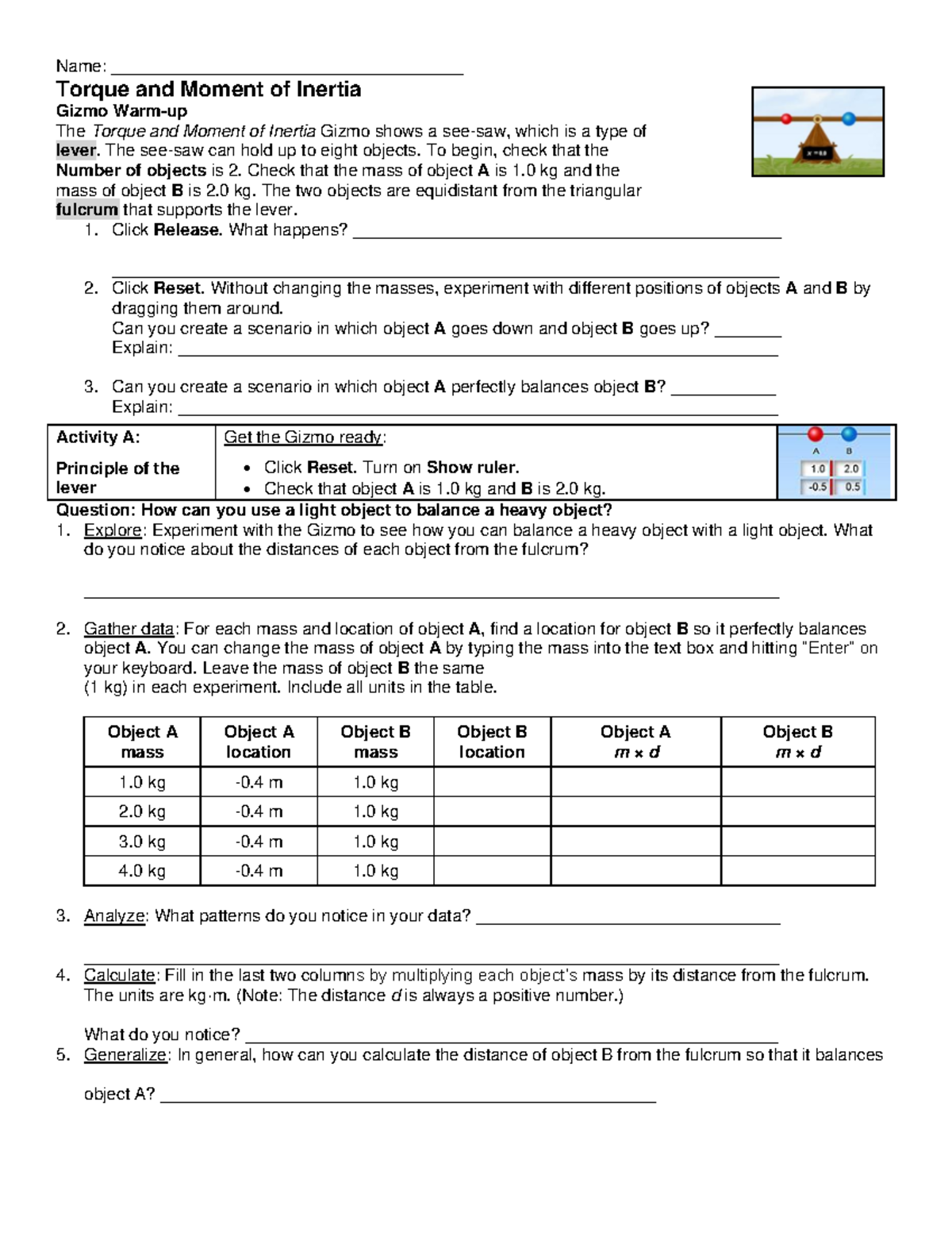 Torque Moment Inertia SE - Name ...