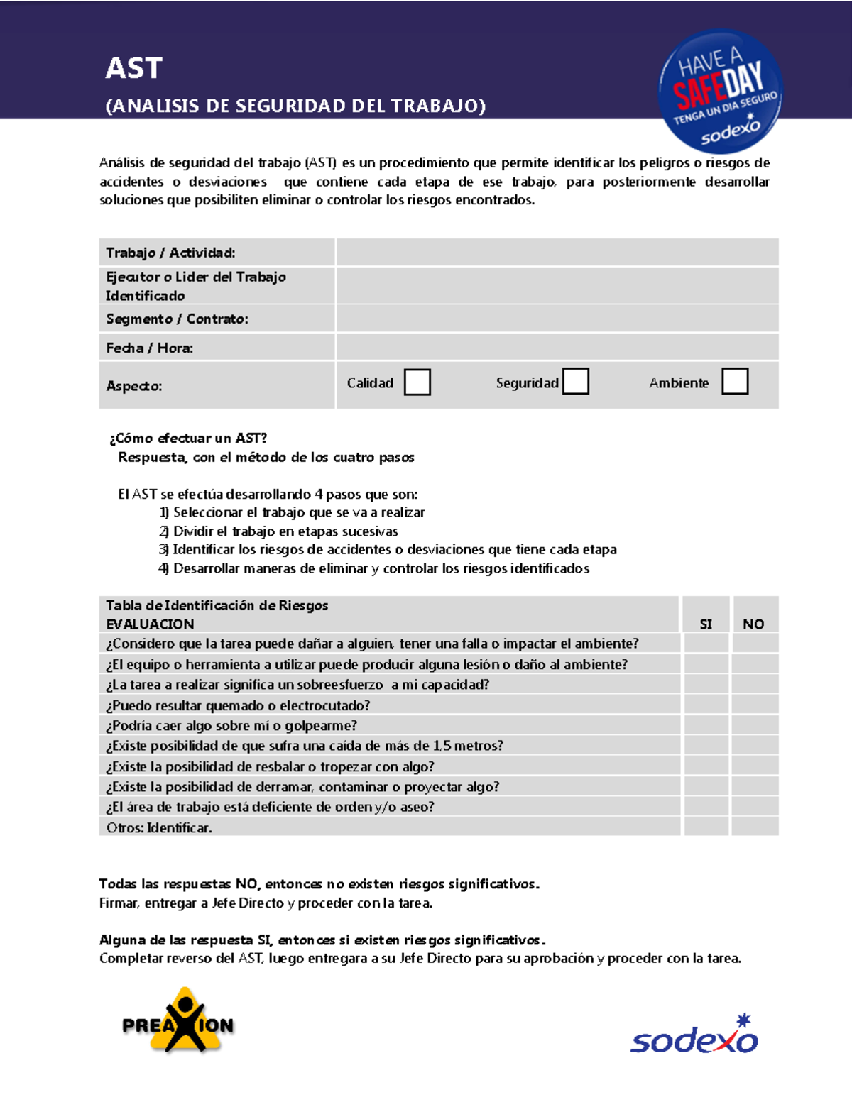 Formato AST - Análisis de seguridad del trabajo (AST) es un procedimiento que permite ...