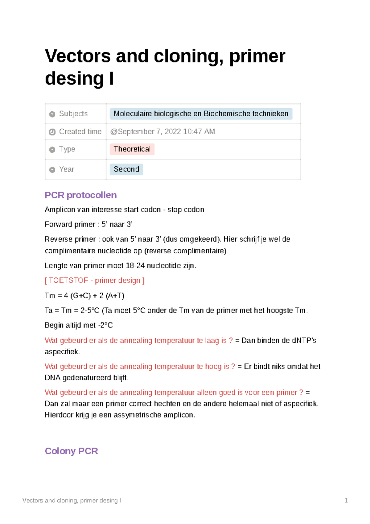 Vectors and cloning primer desing I - Hier schrijf je wel de ...