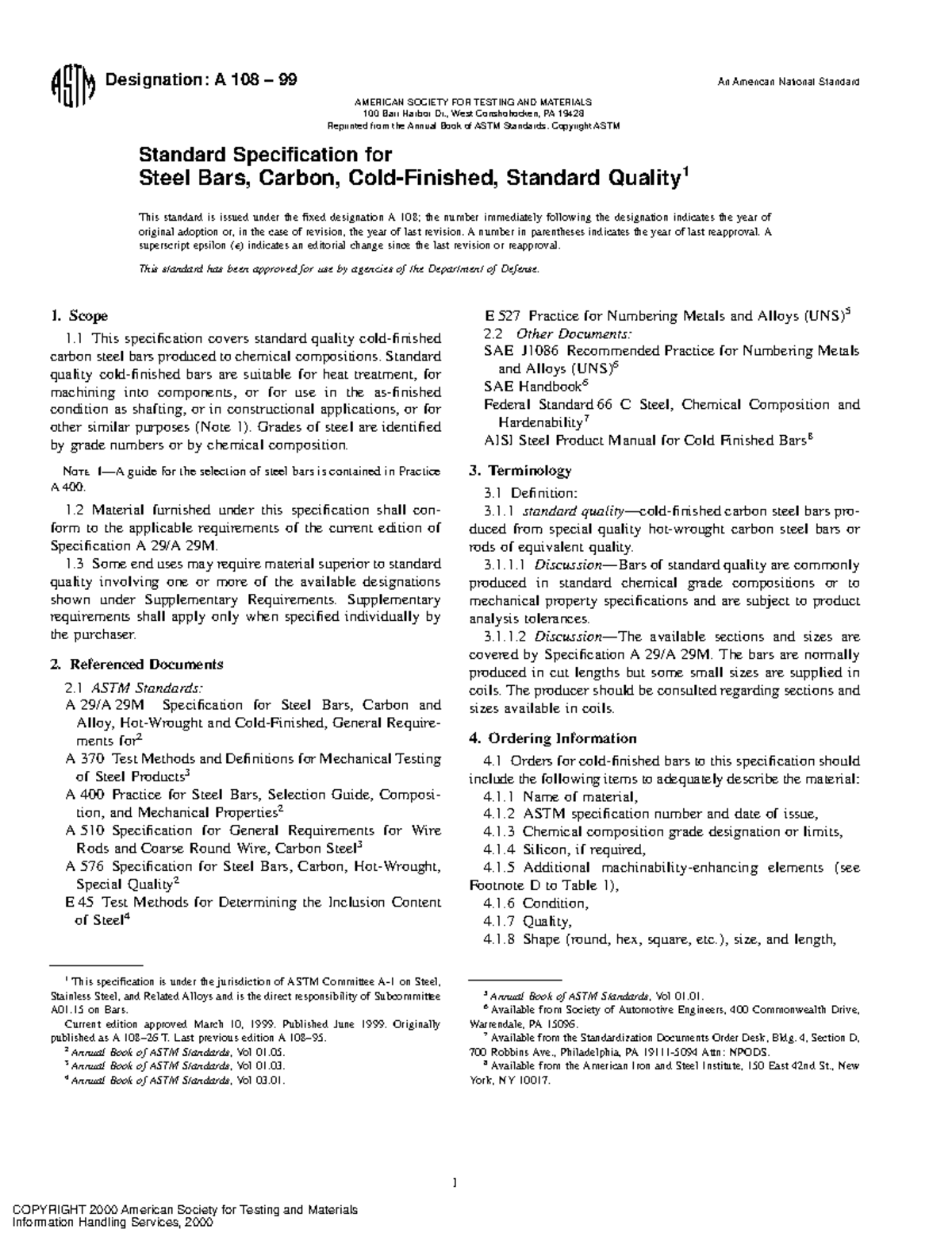 ASTM 108 - Anchor BARS - PLEASE REFER TO ATTACHED FILE. - Designation ...