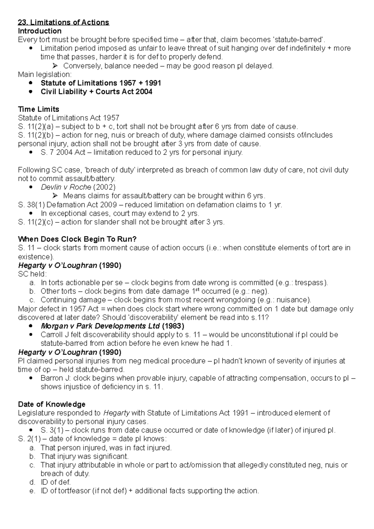 23. Limitations of Actions - Limitations of Actions Introduction Every ...
