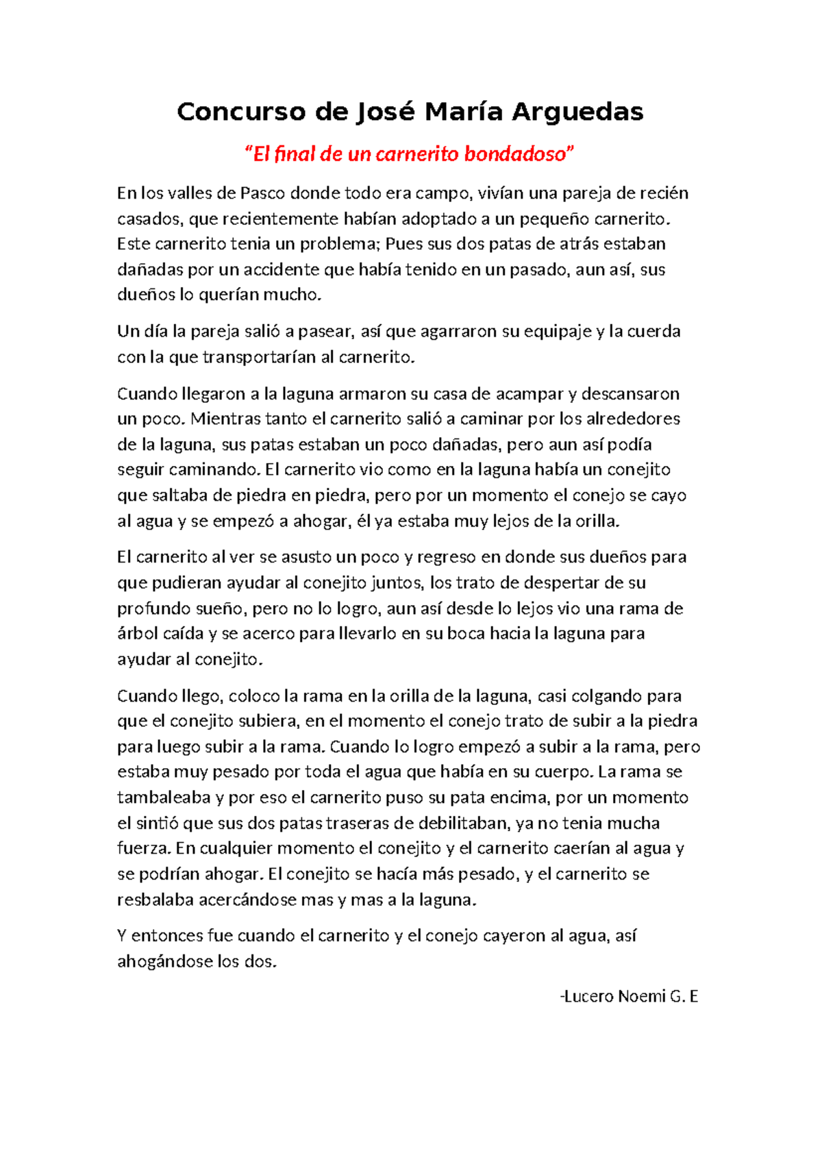 Concurso de Jose Maria Arguedas - Concurso de José María Arguedas “El ...