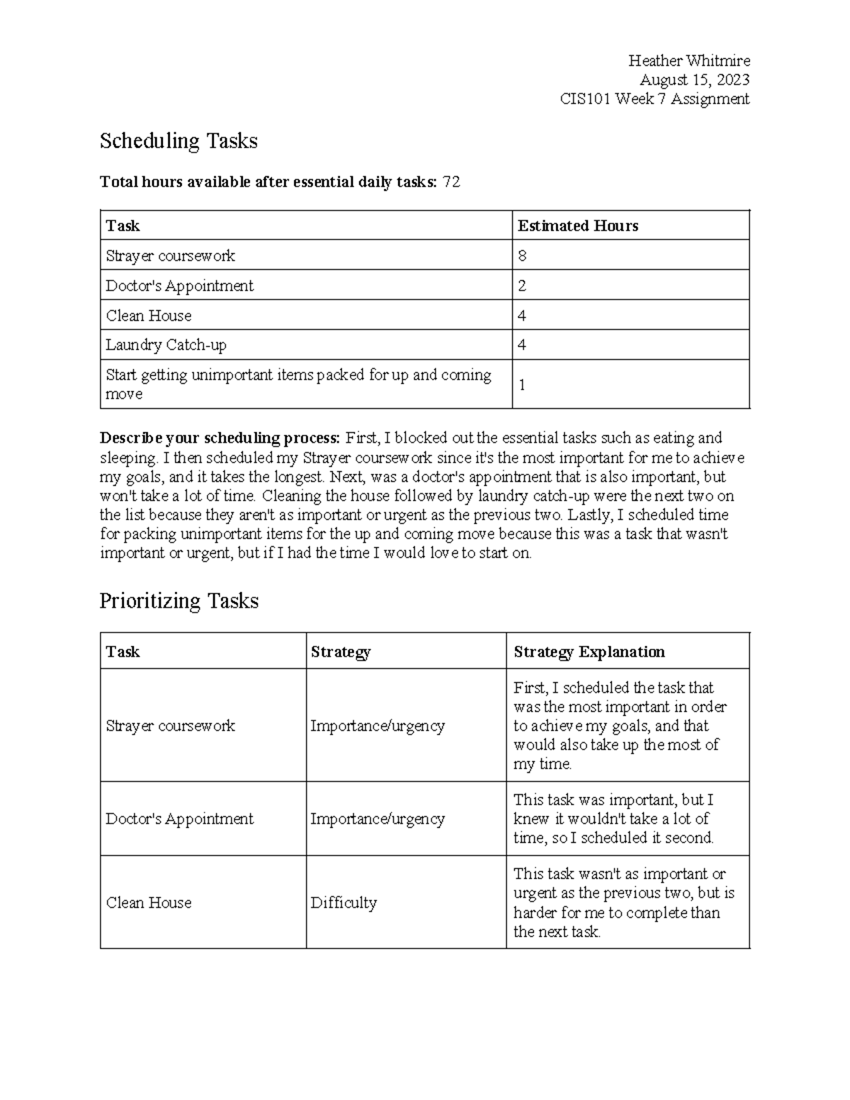 CIS101 Week⁷ Assignment - Heather Whitmire August 15, 2023 CIS101 Week ...
