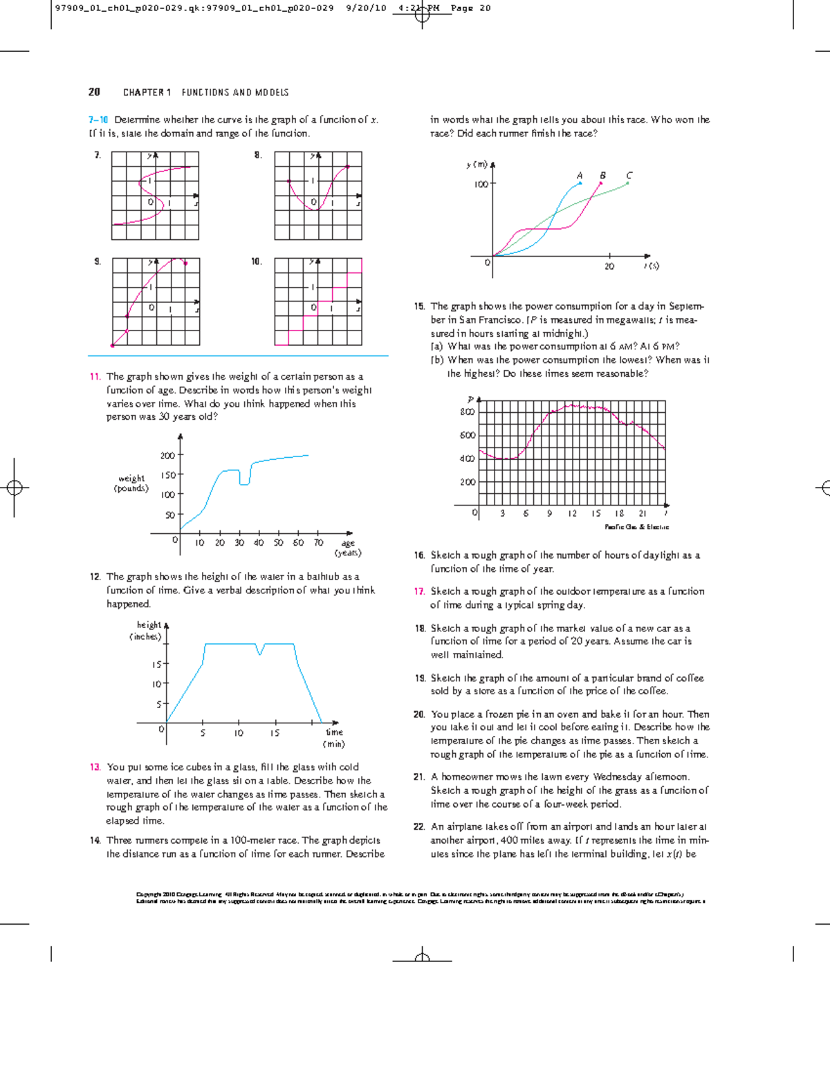 Calculus Questions And Answers 20 Chapter 1 F U N C T I O N S A N D M O De L S 7 10 Determine