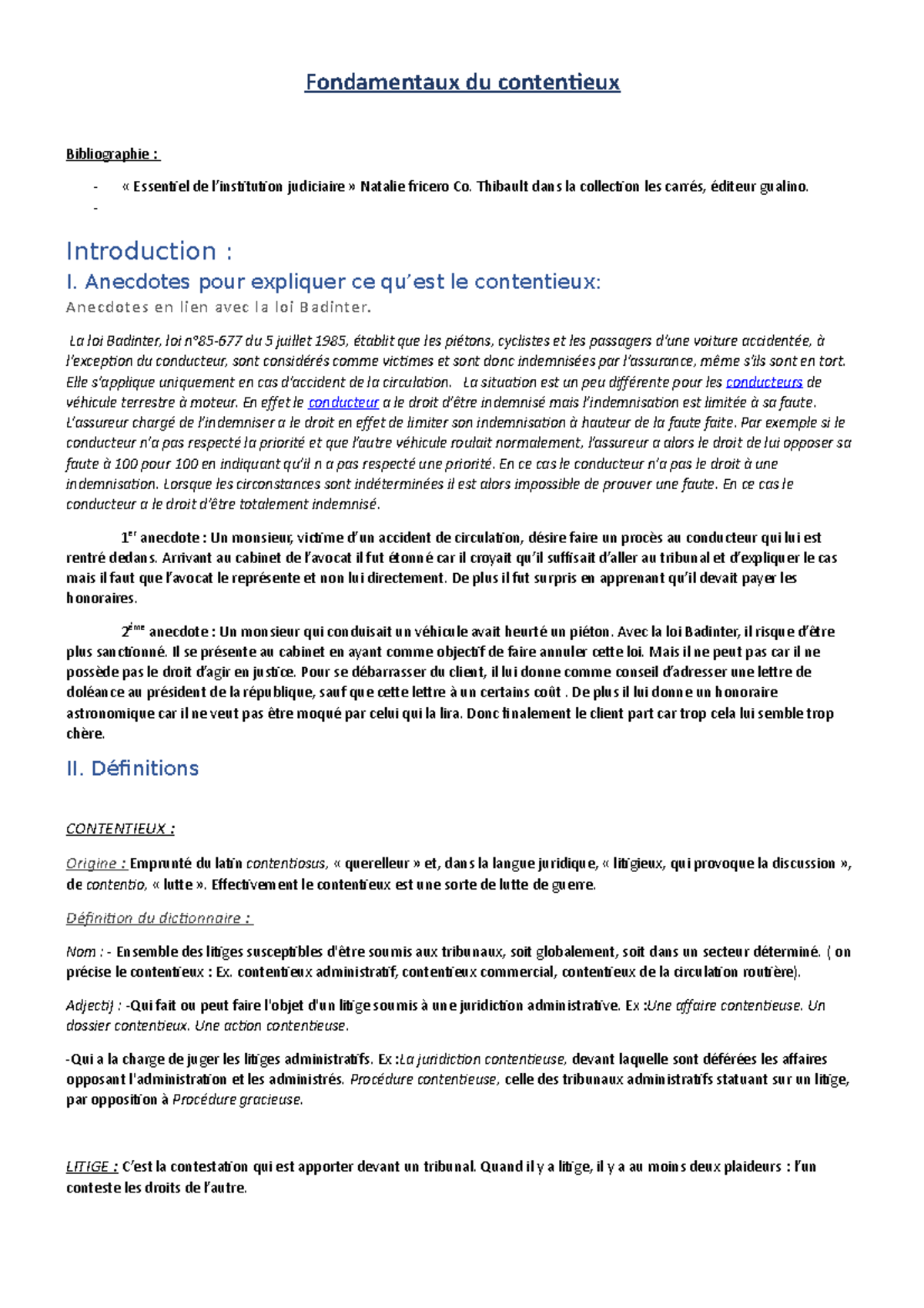 Fondamentaux du contentieux, les contentieux présent en France ...
