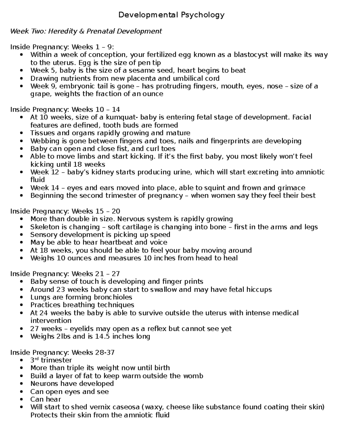 Heredity & Prenatal Development - Developmental Psychology Week Two ...
