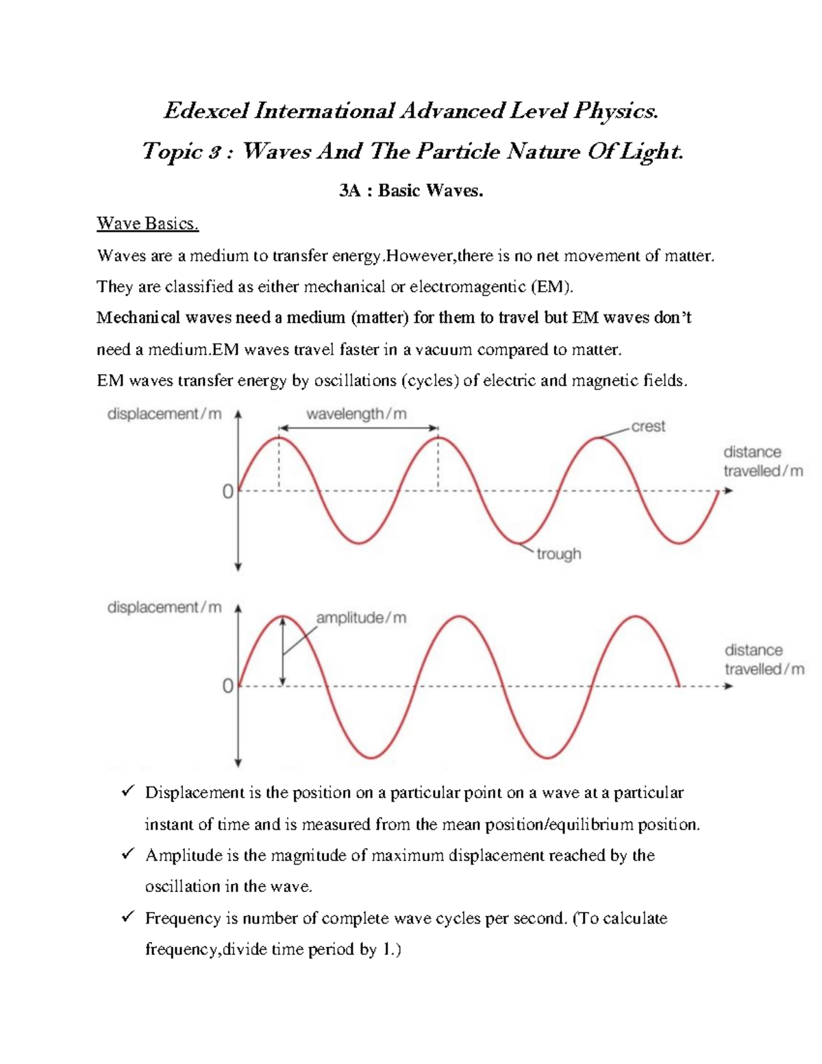 IAL Physics Waves - Edexcel International Advanced Level Physics. Topic ...
