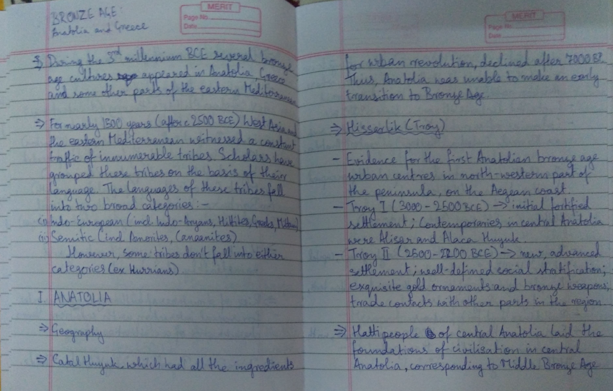 Bronze Age & Iron Age (Greece & Anatolia) - MERIT Page No Date 3RONZE ...