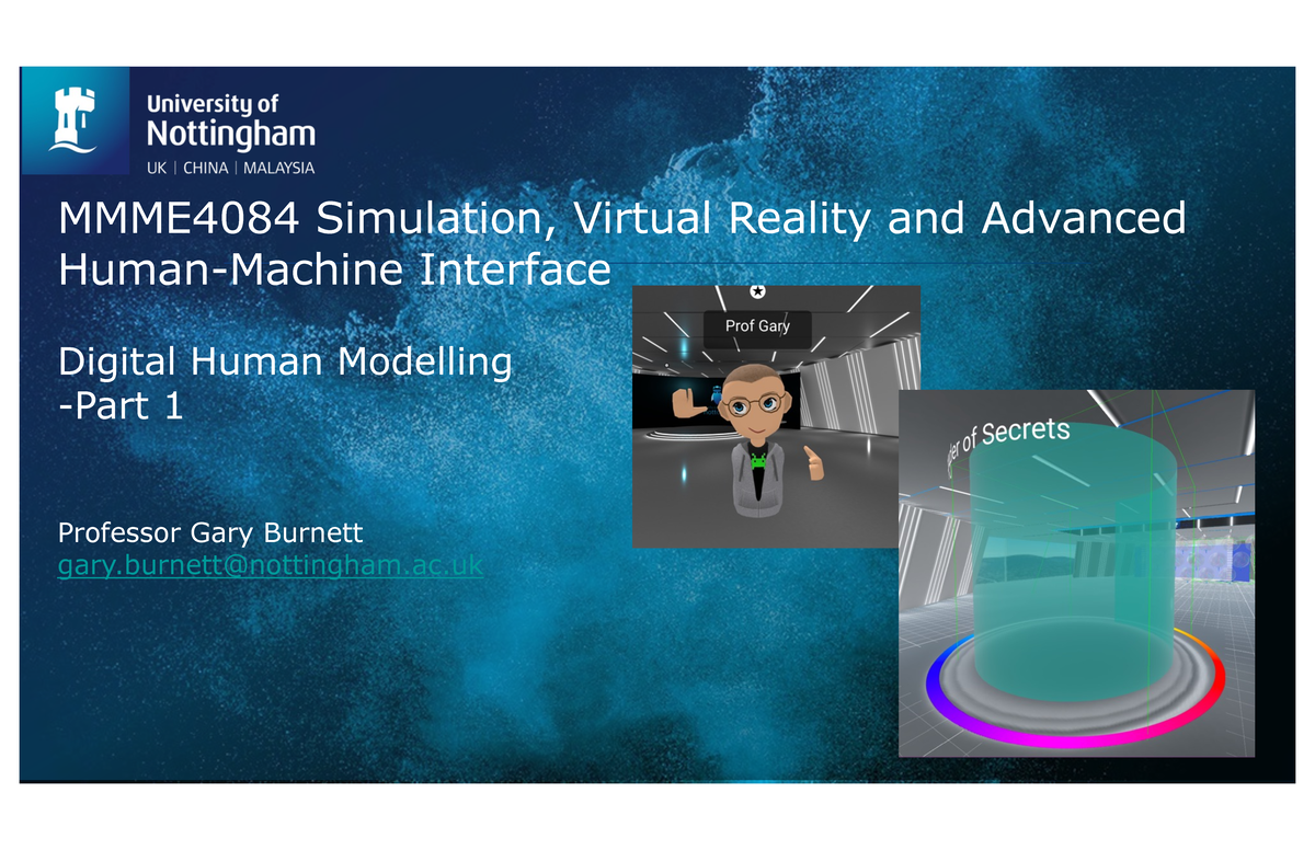 SIM-DHM-Part 1-2022 - LECTURE NOTES - MMME4084 Simulation, Virtual ...