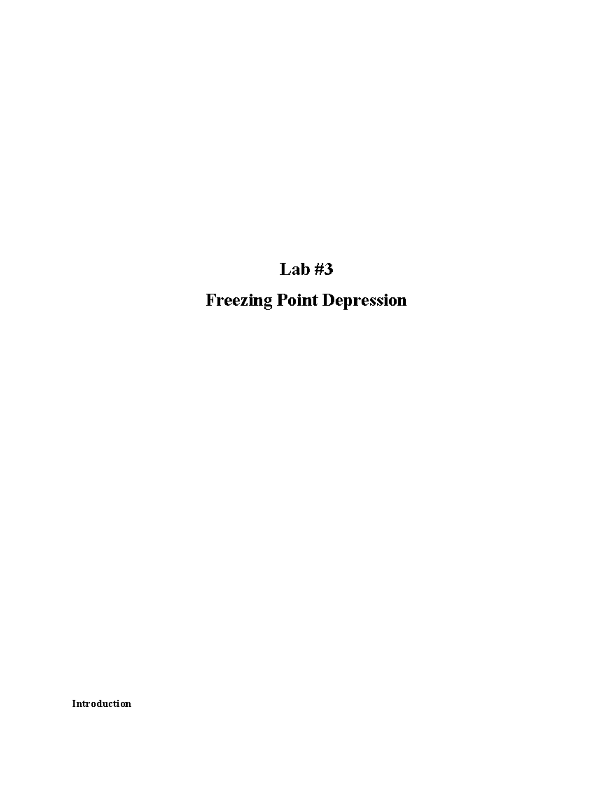 Lab 3 - Freezing Point Depression - Lab Freezing Point Depression ...