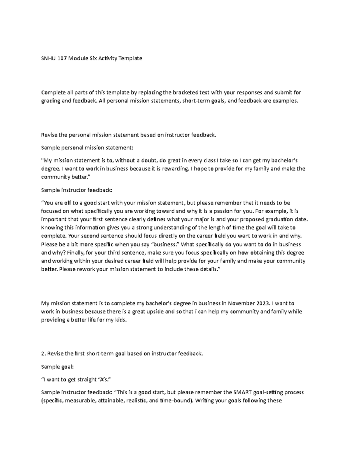 SNHU week 6 activity - SNHU 107 Module Six Activity Template Complete ...