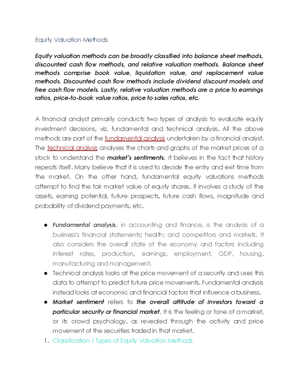 ( Lecture Notes) Module 6 Equity Valuation Models - Equity Valuation ...