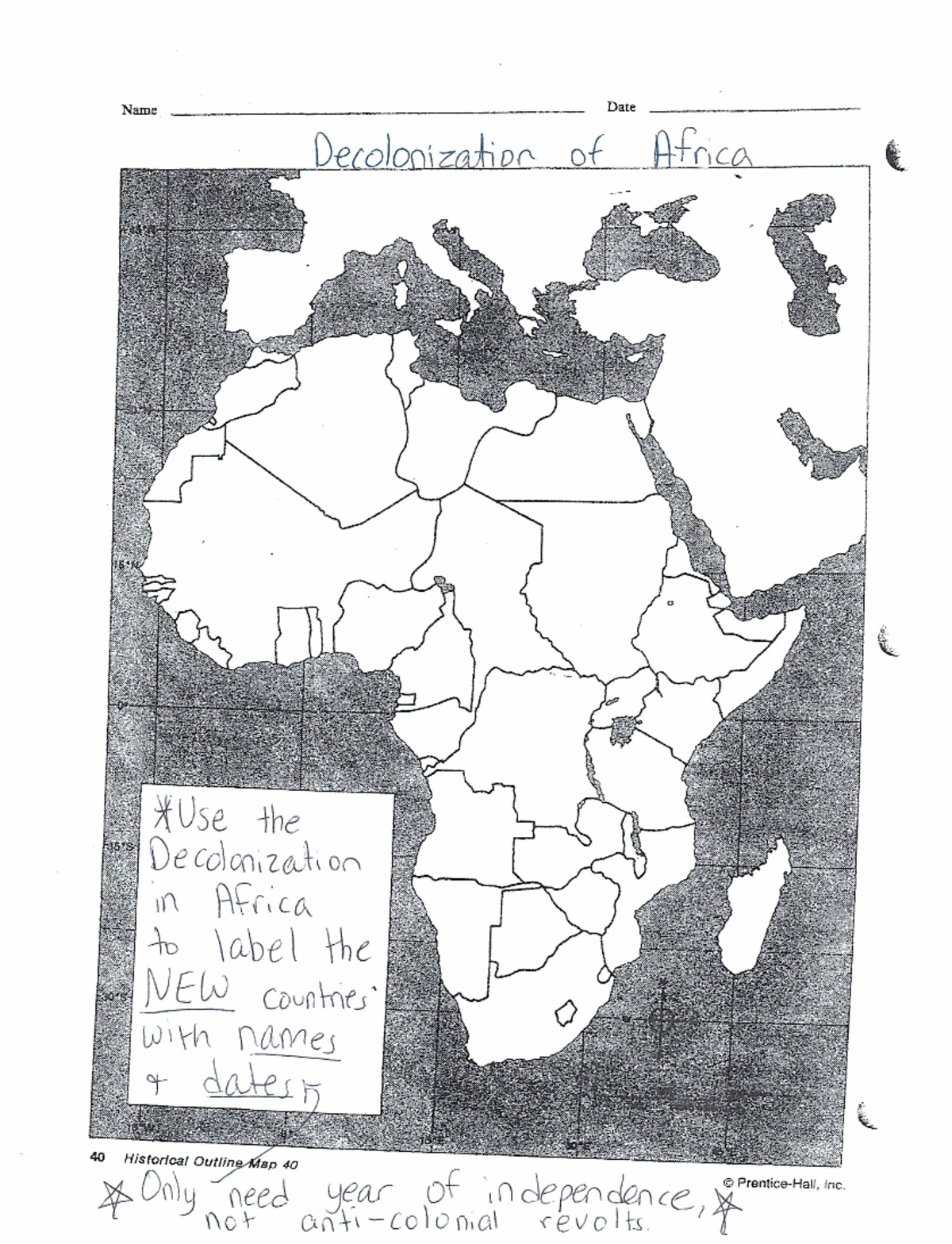 Decolonization of Africa Blank Map - Studocu