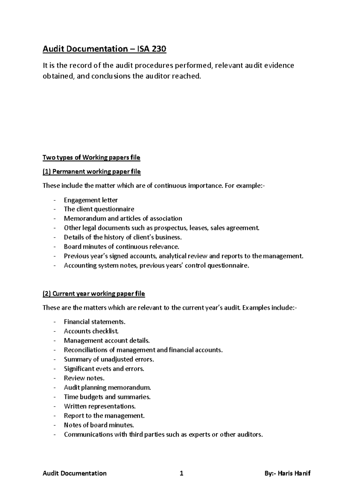 58) Audit Documentation (Working Papers) - Audit Documentation – ISA ...