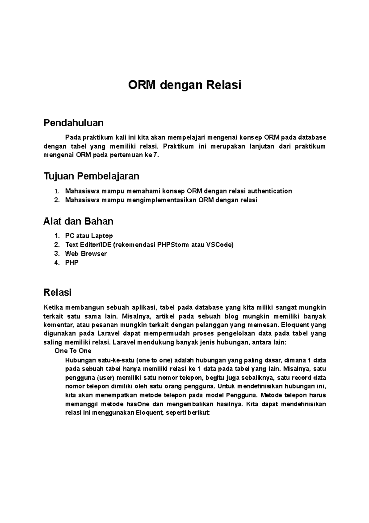 09 - ORM dengan relasi ID - ORM dengan Relasi Pendahuluan Pada praktikum kali ini kita akan ...